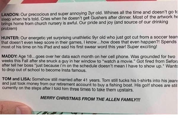 This family's brutally honest Christmas card is pure comedy gold